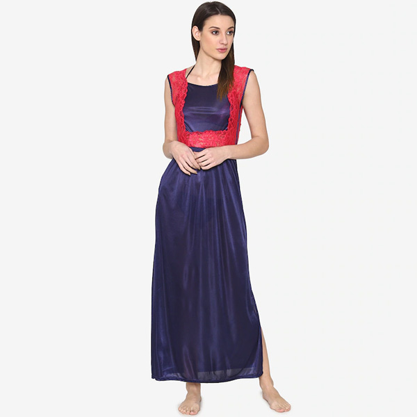 Navy Blue Solid Nightwear Set